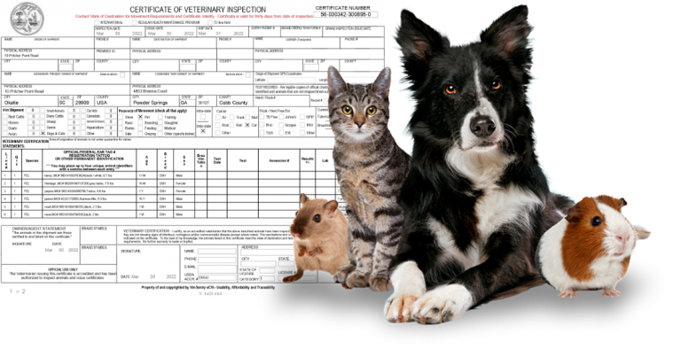 Certificate Of Veterinary Inspection | Animal Inspection & Health ...